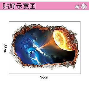 Amaonm 2 Pack Creative Removable 3D Black Hole Wall Stickers Outer of Space Scene Through The Wall Fake Window Wall Decals Art Decor for Kids Baby Nursery Bedroom Living Room Playroom (A)