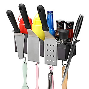 AdokeiTa Griddle Caddy for Blackstone 28"/36" Griddles, Blackstone Griddle Accessories Caddy with Magnetic, Stainless Steel Grill Organizer Easy Install Save Space, Griddle Accessories, Black