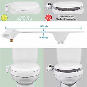 yghlh Toilet Bidet Slim Bidet Toilet Seat Attachment with Brass Inlet Adjustable Water Pressure Bathroom Hygienic Shower, 1
