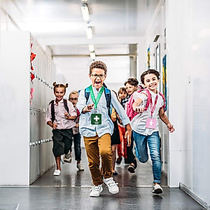 Hall Pass Lanyards with Large Card Passes, Unbreakable School Classroom Passes Set for Teacher Parents (10 X Hall Pass) (Red 10* Hall Pass)