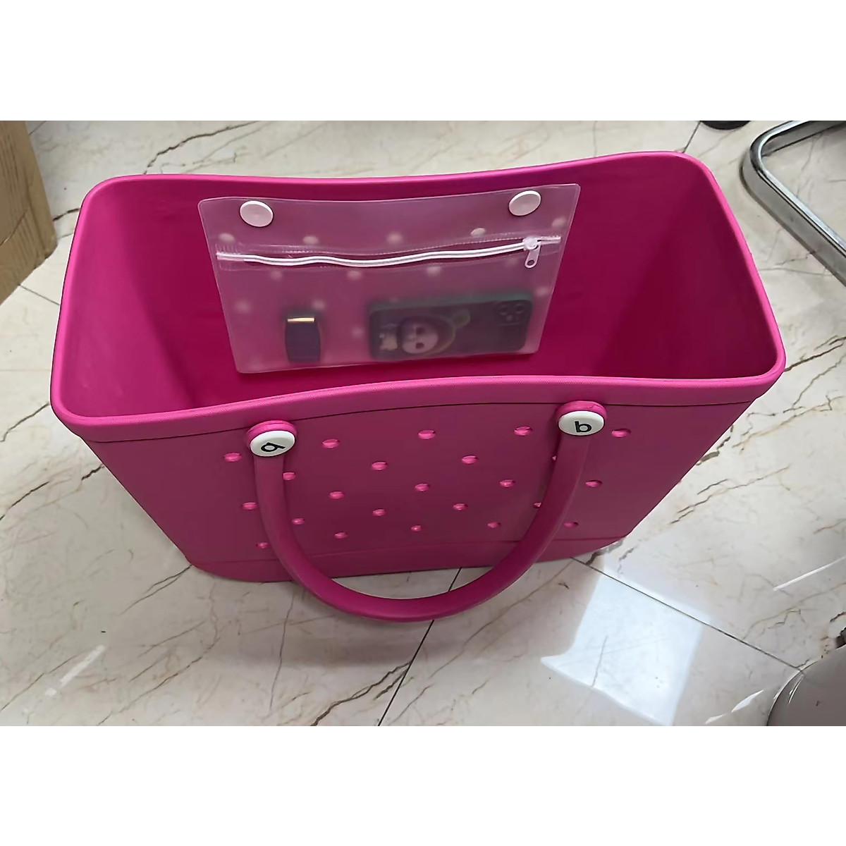 4Pcs Replacement Buttons and Waterproof Bag for Bogg Bag,Bogg Bag Accessories of Original X Large,Perfect with Beach Bag Practical White (Waterproof Bag + Buttons)