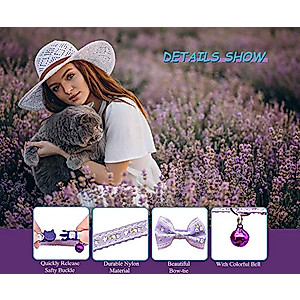 IDOLPET 4PCS Cat Collar Small Floral Cat Collar Safety Quick Release with Bell Cat Collar Adjustable Cat Collar with Bowtie for Cat Pup Kitty