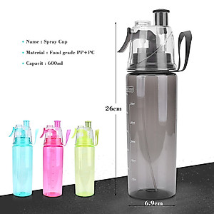 Plastic Water Bottle, 600ML Wide Mouth Portable Spray-Head Anti-Leak Water Bottle for Sports School Cycling Gym Yoga(Blue)