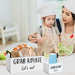 MEMOORIAL Kitchen Utensil Holder, Kitchen Countertop Plate Organizer, Paper Plate Holder, Disposable Dish and Cup Holder Utensil Caddy for Kitchen, Party, BBQ…