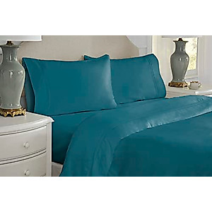 Pointehaven 620 Thread Count 100% Long Staple Cotton Deep Pocket Oversized Super Soft Sateen Sheet Set, Queen, Teal