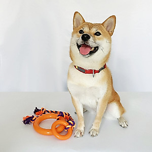 PETLESO Dog Chew Toys Rubber Ring Dog Rope Toy, Dog Rubber Toy with Rope for Aggressive Chewers, Large