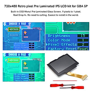 HISPEEDIDO V5 Drop in Pre-laminated IPS 3.0 inch Highlight Mod Sets For GBA SP V5 Screen Replacements LCD Kits, HD Touch Control, NO SOLDER/NO TRIMMING Need