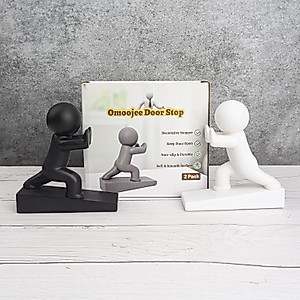 Cute Door Stopper, 2 Pack Door Stop, Flexible and Effective to Keep Your Door Open, White+Black (Patented)