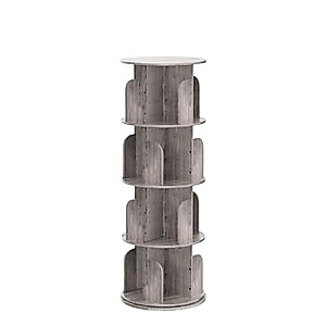 LAZEYARD Rotating Bookshelf, Rotating Bookshelf Tower for Small Space, 360 Display 4 Tier Floor Standing Storage Rack, Wood Narrow Book Shelf for Bedroom, Living Room
