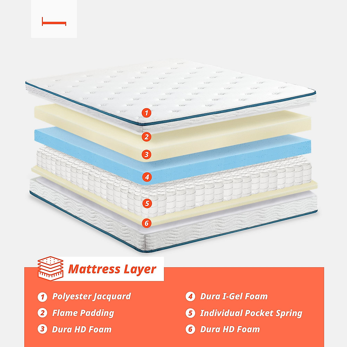 PrimaSleep 10 inch Hybrid Comfort Tight Top Spring Mattress - Dark Green Piping (King),Cool I Gel Memory Foam, CertiPUR-US Certified, Compressed Packing