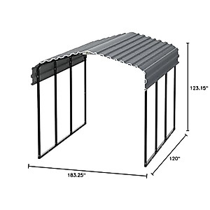 Arrow Carports Galvanized Steel Carport, Compact Car Metal Carport Kit, 10' x 15' x 9', Charcoal