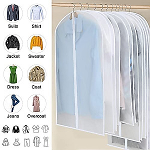 YYDSLEE Garment Bags for Hanging Clothes, Set of 12 Suit Bags Dust-Proof Clothes Cover Bags PEVA Moth-Proof Breathable Clothes Protectors with Full Zipper for Closet Storage, 24” x 40”/47”/55”