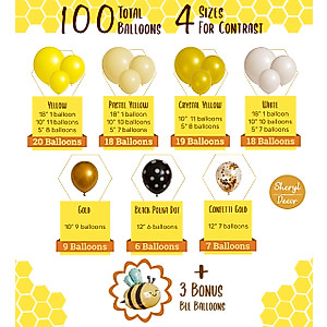 ALL-IN-1 Bee Balloons Garland Kit & Arch - Small and Large Black Yellow and White Bumble Bee Balloons for What Will It Bee Gender Reveal Party Supplies, Baby Shower Decorations, or Honey Bee Birthday