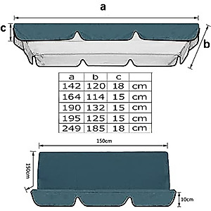 XYQSBY Swing Chair Canopy Seat Replacement Cover, Garden Swing Chair Canopy Replacement 2/3 Seater 210D Waterproof/Anti-UV Silver Coated Oxford Cloth (Color : Beige, Size : 195x125x15CM)