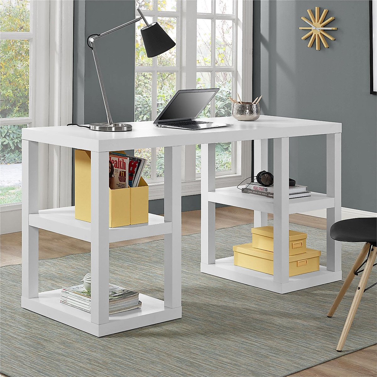 Ameriwood Home Parsons Double Pedestal Computer Desk, White