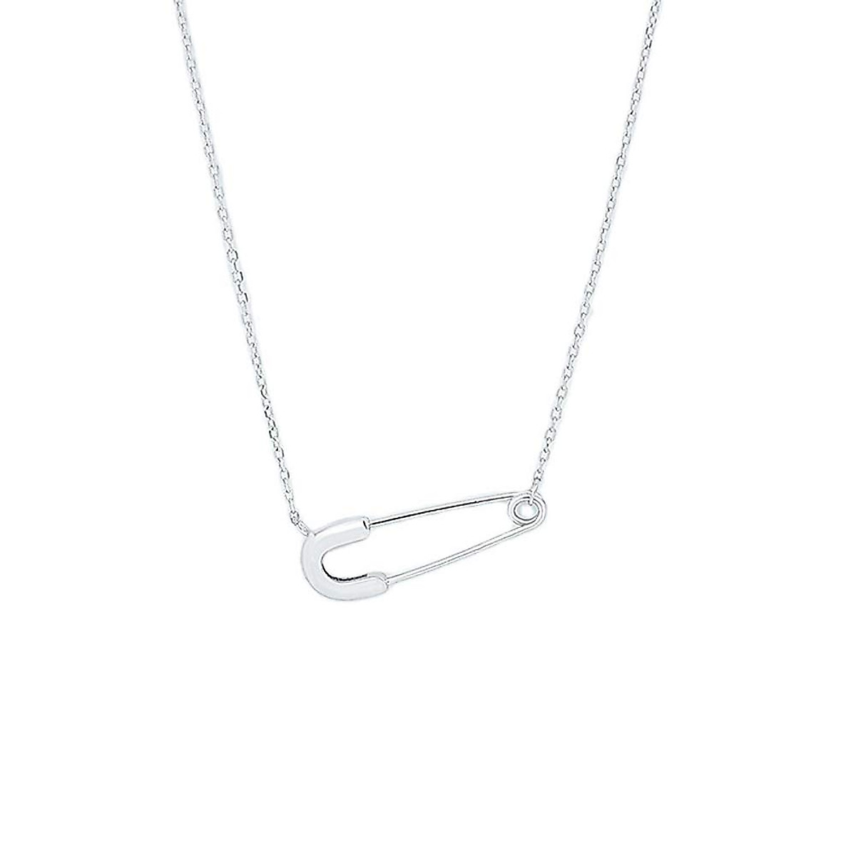 OIDIMS Safety Pin 925 Sterling Silver Necklace for Women Girls Chain with Pendant 14K Gold Finish Personalized Support Symbol For Refugee Charms Simple Meaningful Minimalist Jewelry (Silver)