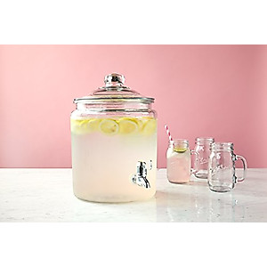 Anchor Hocking 2 Gallon Heritage Hill Beverage Dispenser with Lid (2 piece, all glass, dishwasher safe)