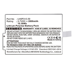 Synergy Digital Alarm System Battery, Compatible with Technicolor U46P313.00 Alarm System Battery (Li-Pol, 3.7V, 2800mAh)
