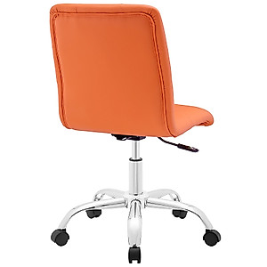 Modway Prim Ribbed Armless Mid Back Swivel Conference Office Chair In Orange