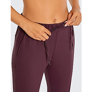 CRZ YOGA 4-Way Stretch Full Length Golf Pants for Women Tall 31" - Travel Sweatpants Workout Trousers with Pockets Dark Russet Medium