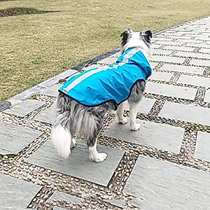 Dog Rain Coat with Adjustable Waterproof Dog Clothes Dog Jacket, Pet Hoodie with Lightweight Reflective Strip Pocket Rain Dog Rain Coat Hooded Slicker Poncho for Small Medium Large Dogs Outdoor