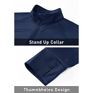 MAGCOMSEN Women's Lightweight Athletic Jacket Zipper Running Shirts Quick Dry Long Sleeve Sun Protection Shirts Navy L