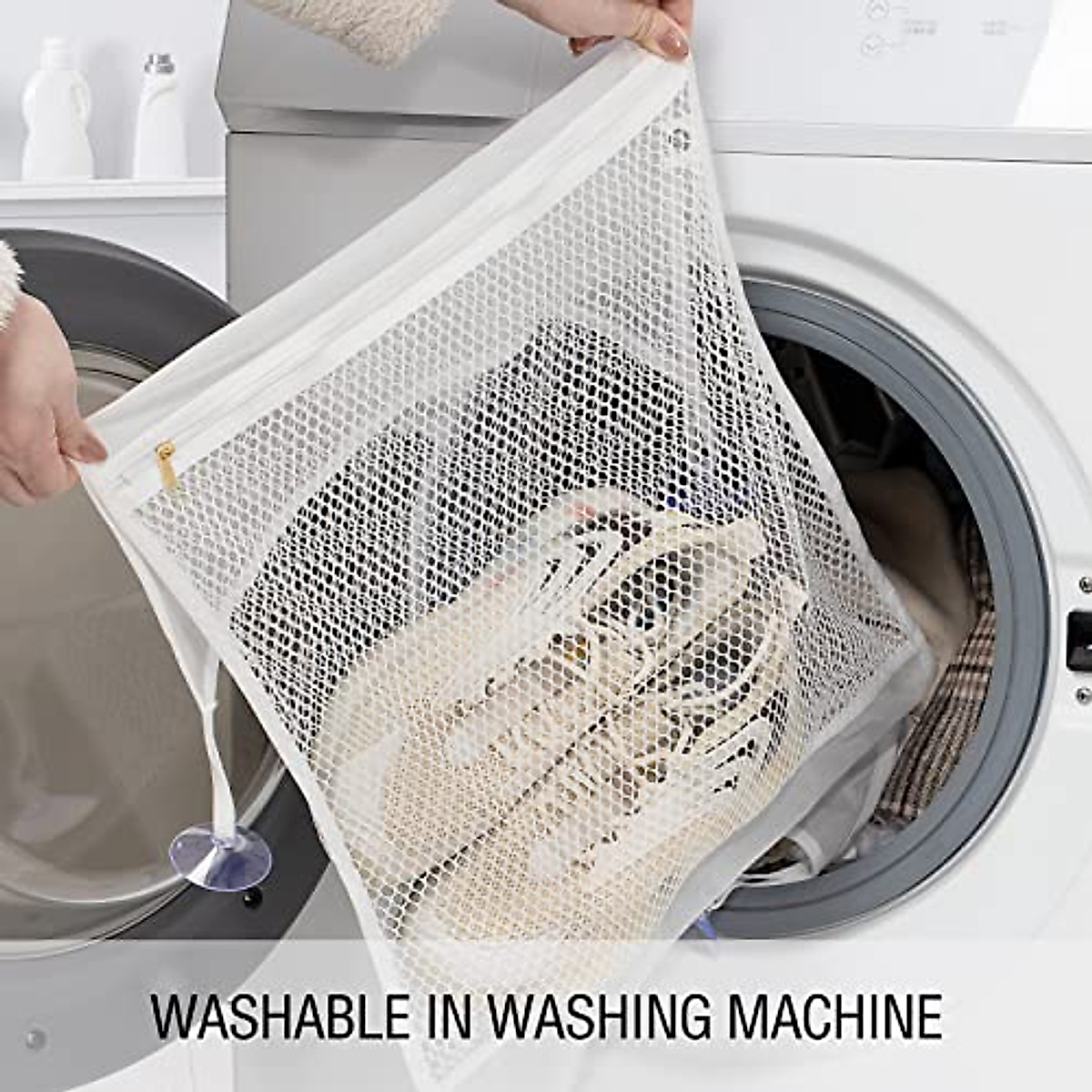 Minyee Sneaker Wash and Dry Bag for Dryer, Sneaker Drying Bag for Laundry, with Suction Cup Hooks for Easy Installation, Use YKK Zipper