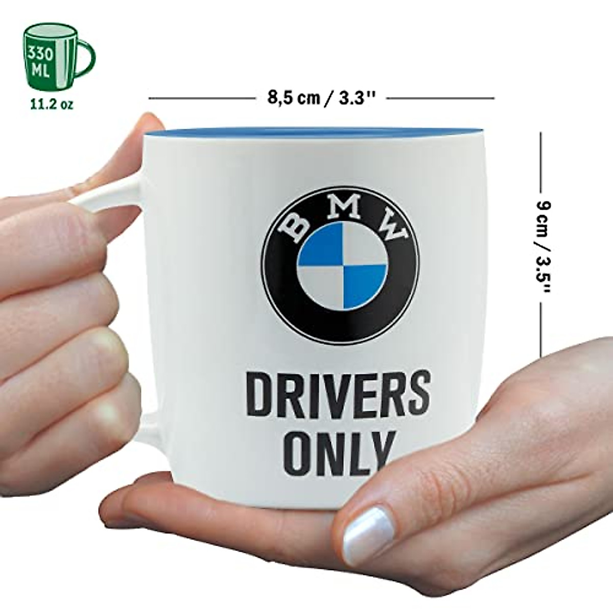 Nostalgic-Art Retro Coffee Mug, BMW – Drivers Only – Gift idea for car accessories fans, Large Ceramic Cup, Vintage Design, 11.2 oz