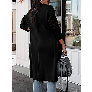 ANRABESS Womens Oversized Sweater Cardigan Knit Long Dressy Coatigan Soft Casual Sweater Jacket Coat Pockets Fashion Trendy 2023 Outwear Clothing Black 580heise-XL