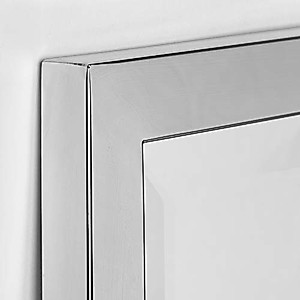 Head West Brushed Chrome Framed Bathroom Mirror - Beveled Edge Rectangle Vanity Mirror - Modern Living Room Accent and Home Decor with Vertical and Horizontal Mount - 24" x 30"