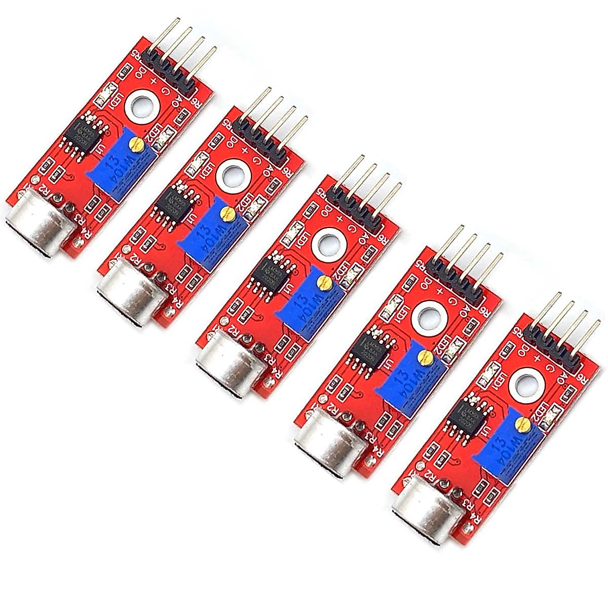 Kiro&Seeu 5PCS Microphone Sensor High Sensitivity Sound Detection Module Compatible with Ar-duino PIC AVR Raspberry Pi 2 3 3B+ 4 Robot Smart Car(S-MD-5P)