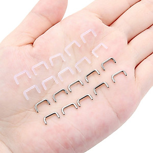 Ftovosyo 20PCS 16G Clear Bioflex Septum Rings Retainers Acrylic & Surgical Steel Septum Piercing Jewelry for Women Men Plastic Silver-tone
