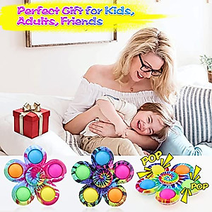 MeetYu Fidget Spinners 2 Pack, Tie Dye Pop Fidget Spinner Poppet for Kids Adult, Fidget Spinners for Christmas Party Favors Goodie Bag Fillers, Finger Spinner Fidget Toys Pack for Stress Relief