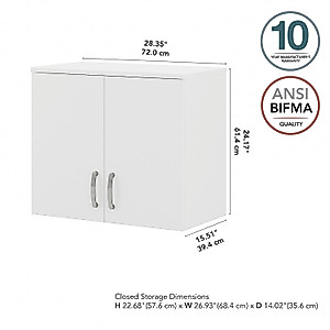 Bush Business Furniture Universal 24-inch Wall Cabinet with Doors and 2 Shelves, White (UNS428WH)