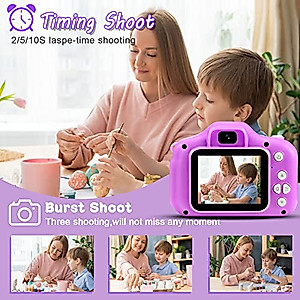 hyleton Kids Selfie Camera Digital,Child Toddler Video Camera Toys for 3 4 5 6 7 8 9 Year Old,Christmas Birthday Gift for Age 3-8 Girls/Boys with 32GB SD Card (Purple)