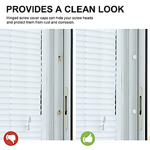 200pcs Screw Caps, Sopito Plastic Hinged Screw Cover Caps Fold Screw Snap Covers Washer Flip Tops for Covering Screw Heads, Screw Protection (White)