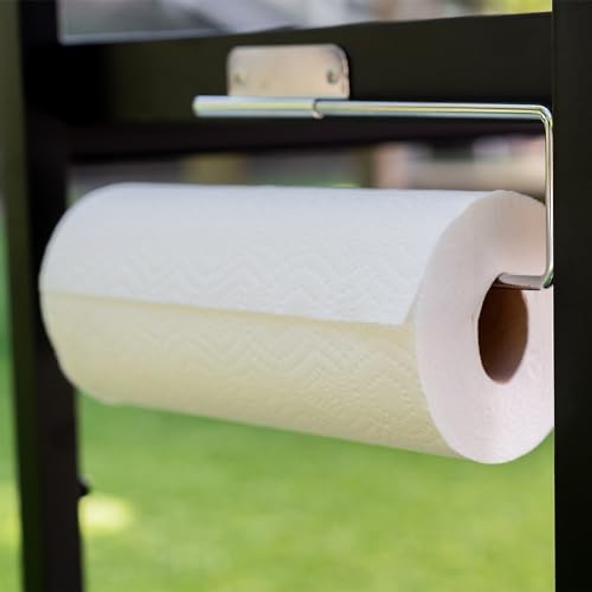 Nexgrill Outdoor Stainless Steel Food Preparation Cart with Double Shelf, 648 sq. in., Portable, Side Handle, Paper Towel and Trash Bag Holder, 4 Hooks, Backyard and Patio Barbeque Grill Cart