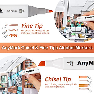 AnyMark 120 Colors Alcohol Markers, Markers Set, Dual Tip Alcohol Based Art Markers for Kids Adults Coloring Drawing, Chisel & Fine