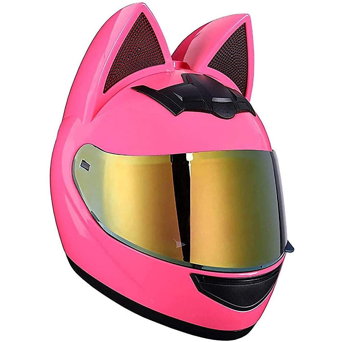 WANGFENG Girl Women Motorcycle Helmet Cat Ear Bluetooth DOT Certified Full Face Motorbike Four Season Flip-Up Helmets with Visor for Street Bike Racing Motocross ATV A,M=(54~56CM), Large