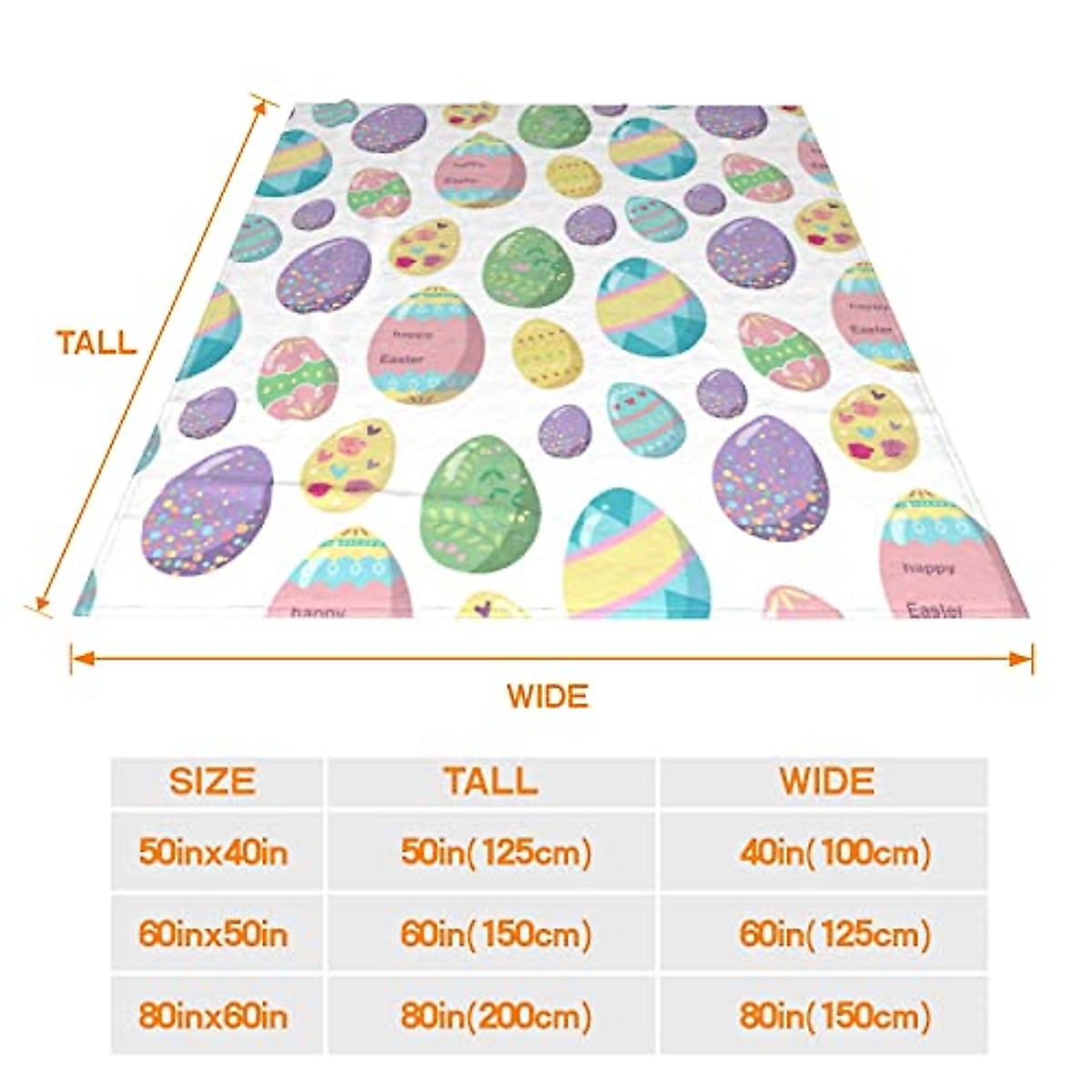 JOOCAR Flannel Throw Blanket Happy Easter Colorful Eggs Cozy&Soft Plush Blankets for Bed Couch Living Room Sofa Chair