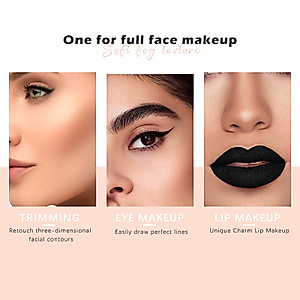 NewBang 3 Colors Dark Black Lipstick and Lipliner,Matte Liquid Lipstick Set,Black Brown Lip Stain Lip Gloss and Lip Liner Waterproof Longlasting Lip Halloween Christmas Makeup(6 pcs)