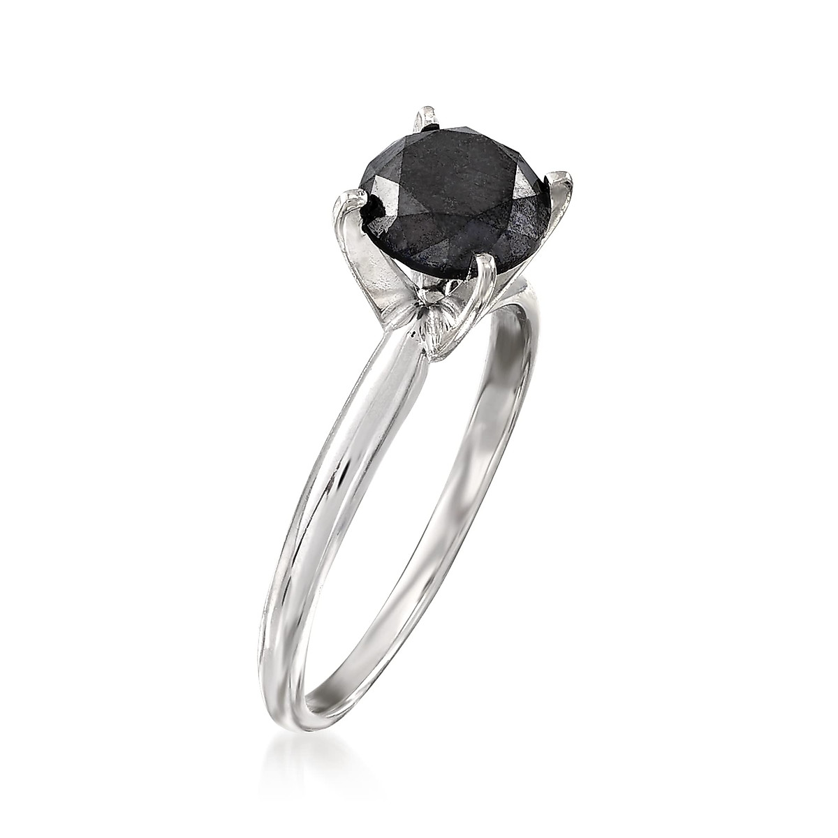 Ross-Simons 1.00 Carat Black Diamond Solitaire Ring in 14kt White Gold. Size 7