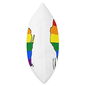 Wisconsin Map USA State Rainbow Pride Flag Map USA State Wisconsin Rainbow Flag Pride Month Throw Pillow, 16x16, Multicolor