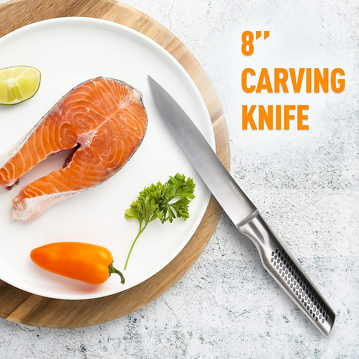 7 Pcs Ultra Sharp Kitchen Chef Knife Set with Magnetic Strip, Sharpener and Gift Box - Professional Stainless Steel Cooking Knives Set for Cutting Meat & Vegetable, Great for Gift