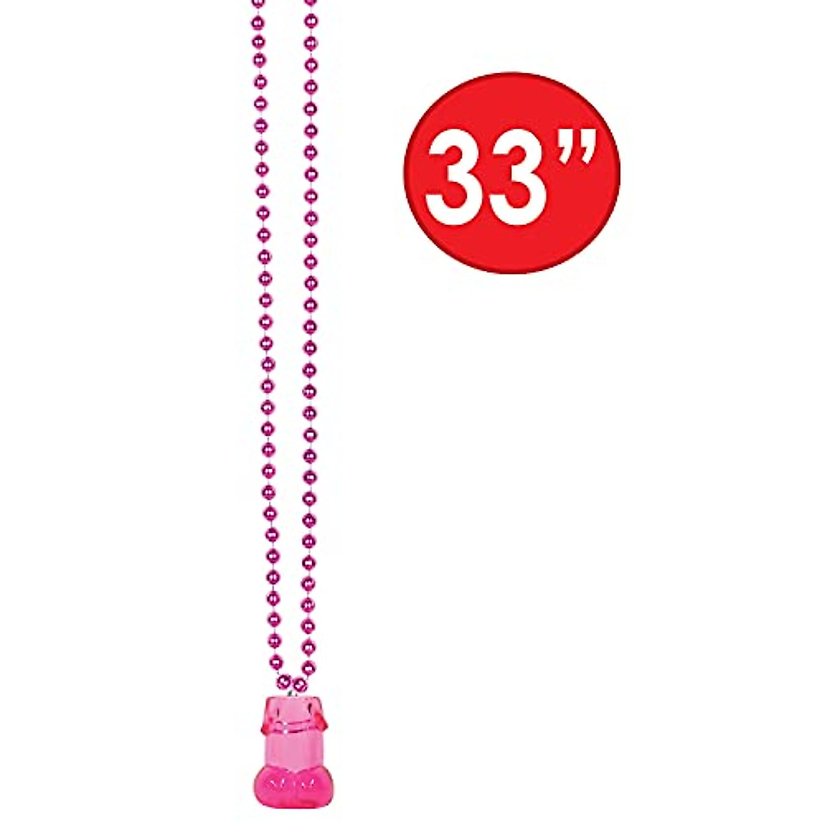 Beistle 6 Piece Novelty Beaded Necklaces with 1 Ounce Wille Shot Glasses Bachelorette Party Supplies, 33", Pink