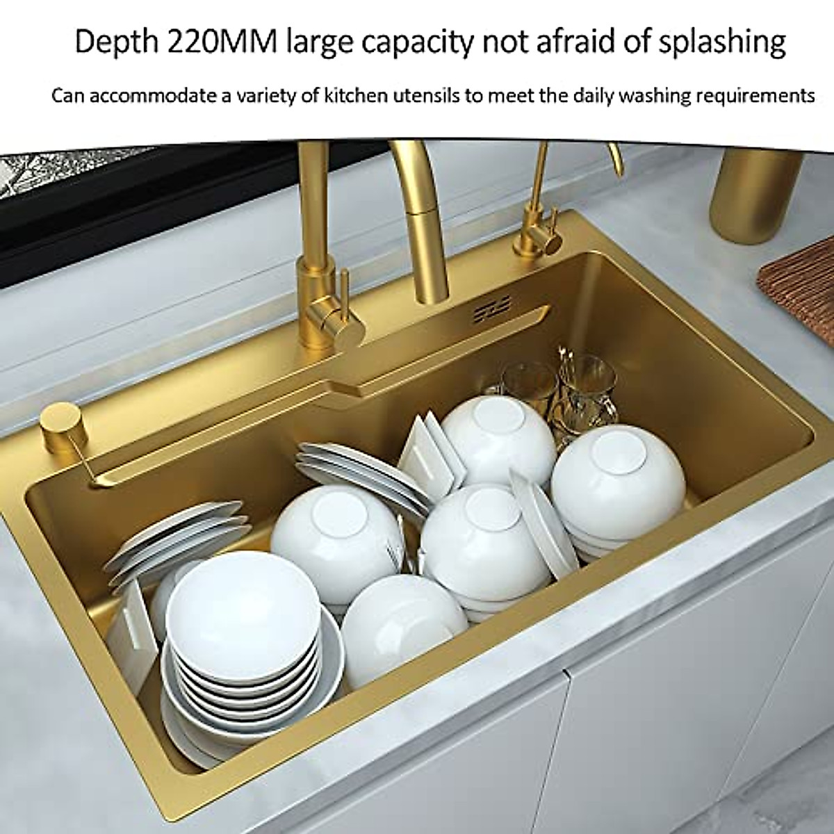 GaRcan Gold Undermount Kitchen Sink Modern Sink Utility Sinks 304 Stainless Steel Commercial Sink Built-in Workstation Sink Farmhouse Sink Laundry