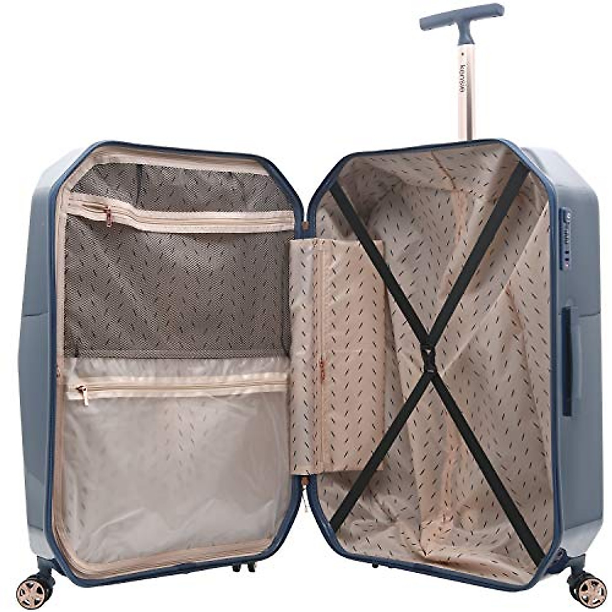 kensie Women's 3D Gemstone TSA Lock Hardside Spinner Luggage, Midnight Blue, 2 Piece Set (28"/20")