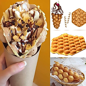 AeKeatDa Egg Waffle Maker Cake Maker with Silicone Brush for Home, kitchen, DIY,Bakeware and etc,DIY Bubble Waffle Maker,Non-Stick