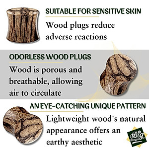 BIG GAUGES Pair of Batik Wood 1/2 Inch Gauge 12mm Double Flared Saddle Piercing Jewelry Ear Stretcher Earring Flesh Solid Plugs BG5267