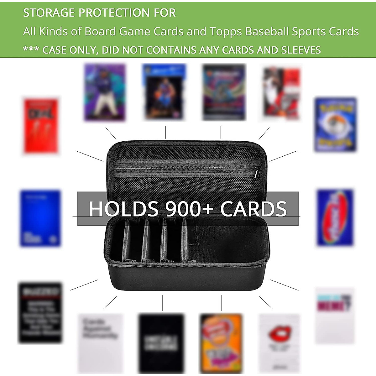 900+ Card Game Case Holder for Cards Against Humanity/for Magic The Gathering Board & Expansions/for CAH/for MTG/for Deck Box/for Yugioh/Football/Topps Sports Card/for Kids Against Maturity (Black)